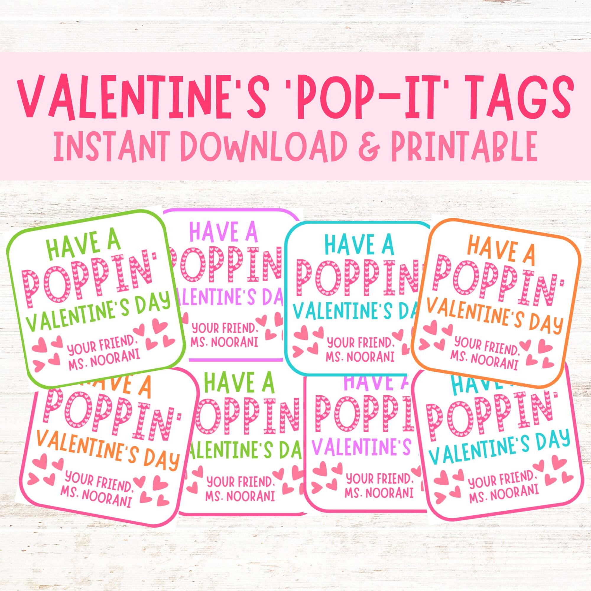 PRINTABLE Valentines Day Gift Tags, Pop-it Gift Tags, Popit Gift ...