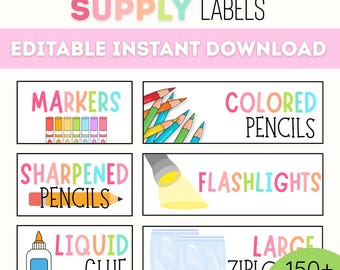Botanical Classroom Supply Labels EDITABLE | Art Caddy Classroom Decor ...