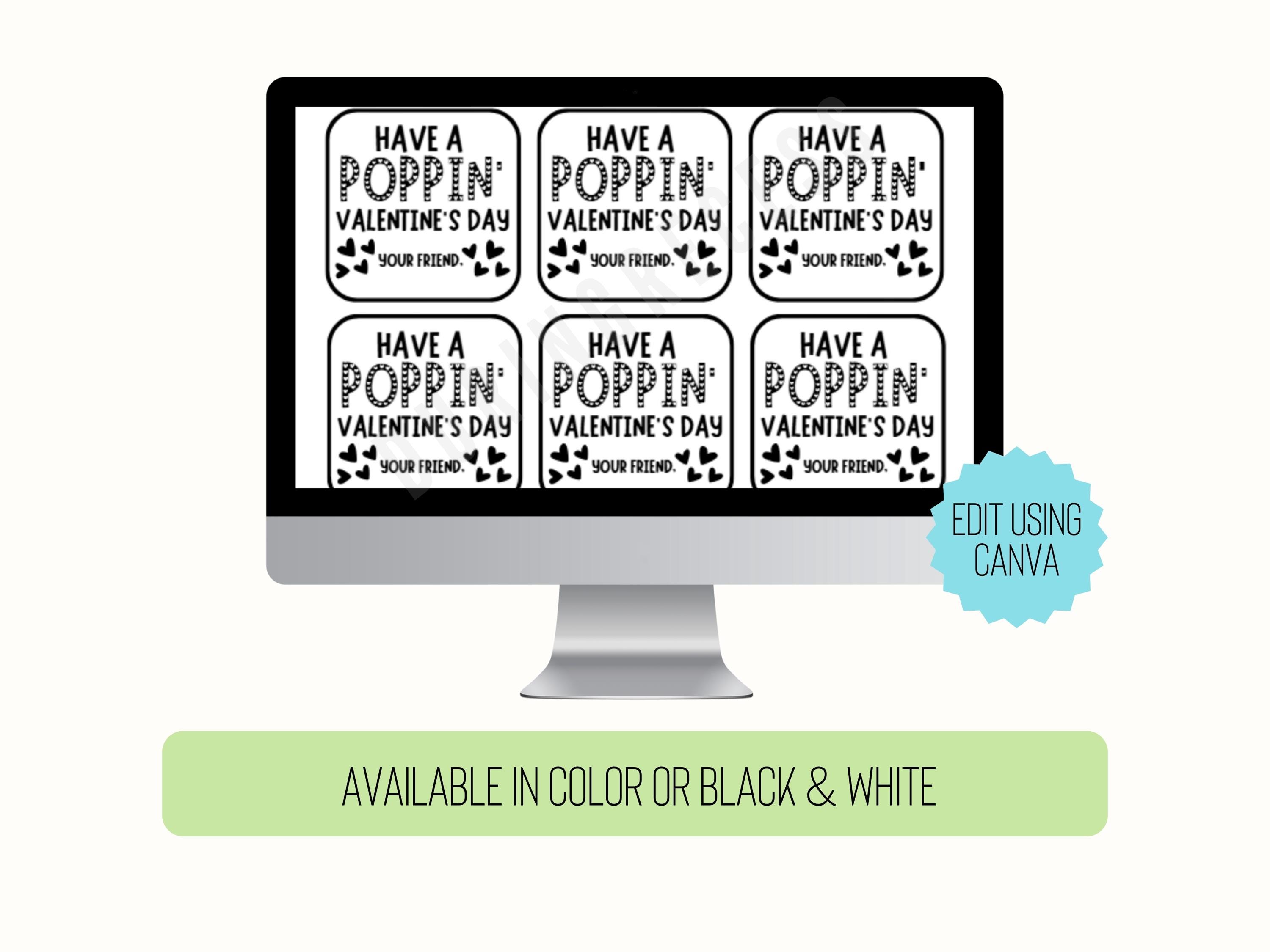 Printable Pop-it Valentine's Day Gift Tags, Personalize Valentine Party ...