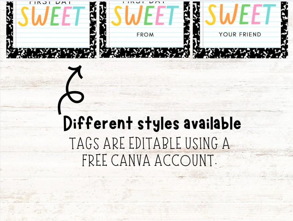 EDITABLE Back to School Gift Tags, A Little Treat to Make the First Day ...