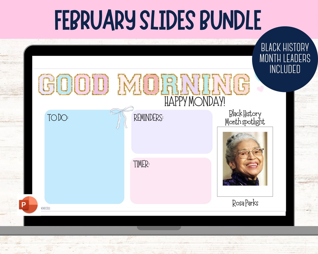 Editable February Classroom Slides, Powerpoint, Valentine's Day, Black ...