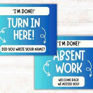 EDITABLE Classroom Turn in Basket Label, Absent Work Label, Turn in ...