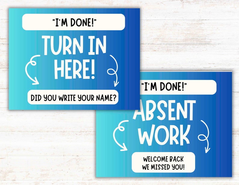 EDITABLE Classroom Turn in Basket Label, Absent Work Label, Turn in ...