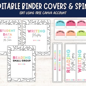 Editable Pastel Binder Covers and Spines, Printable Planner Cover ...