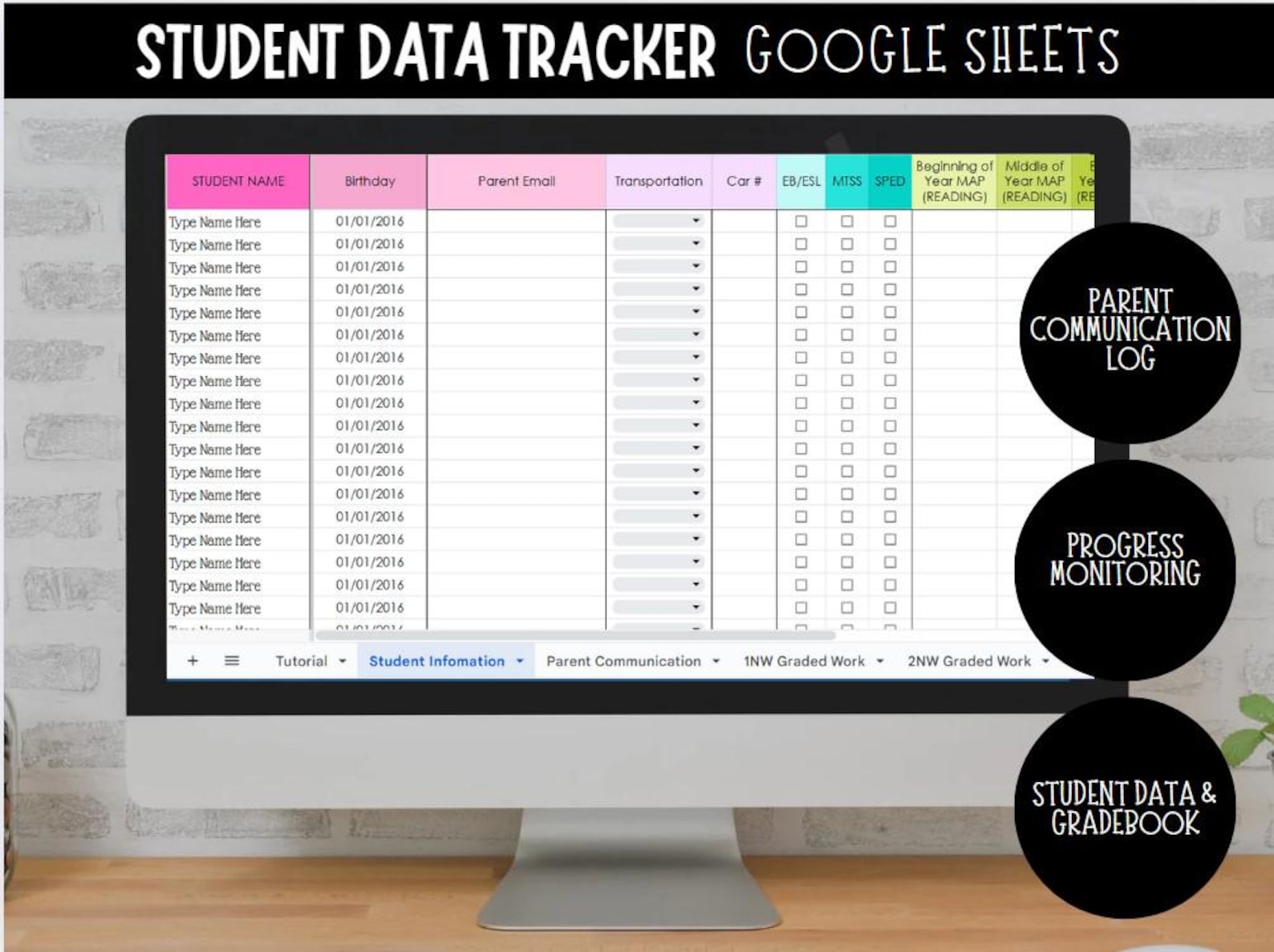 Digital Student Data Tracker for Teachers, Google Sheets Gradebook ...