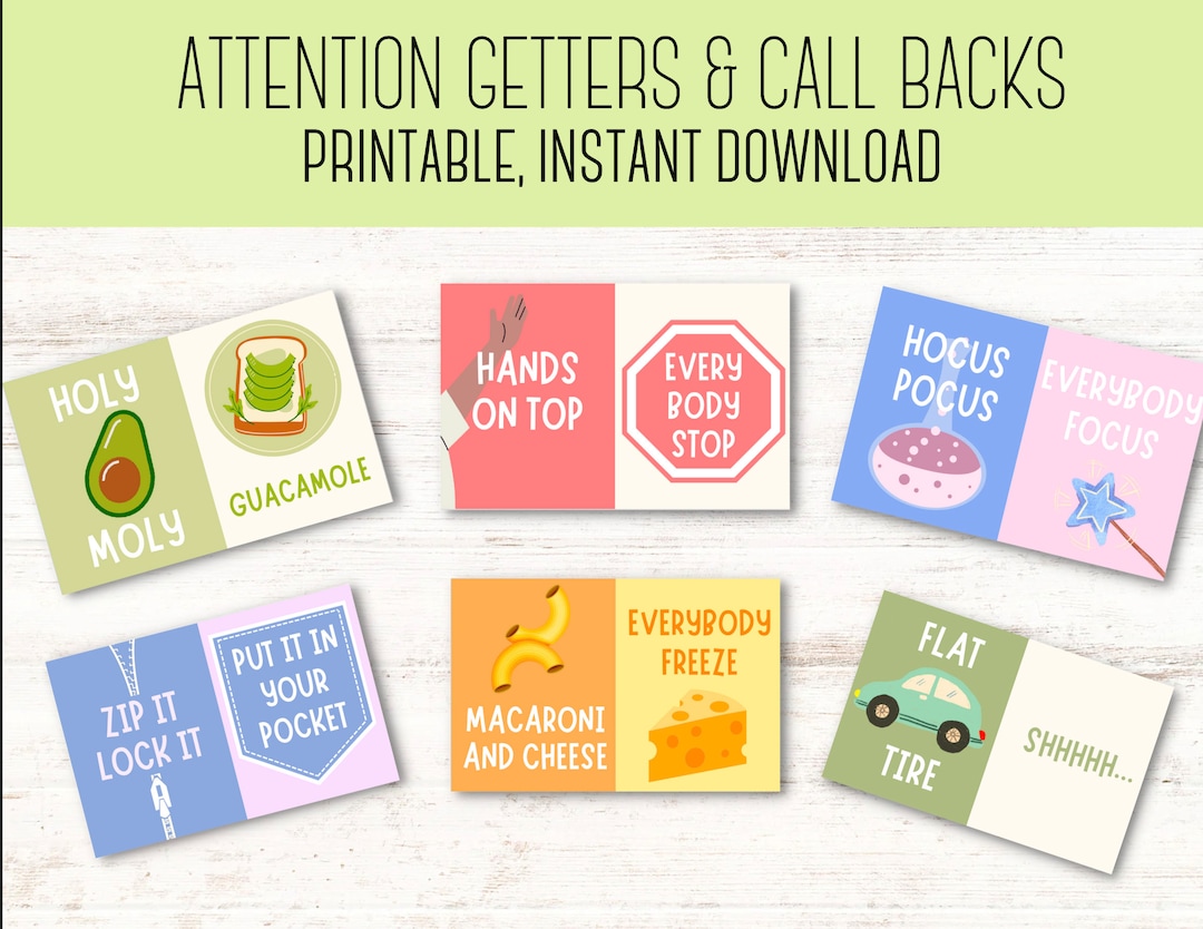 Classroom Attention Getter Posters, Class Callbacks, Class Attention ...