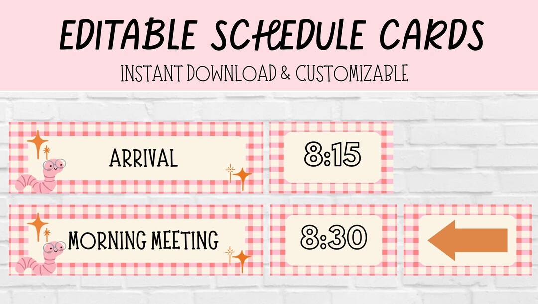 EDITABLE & PRINTABLE Classroom Schedule Cards Homeschool - Etsy