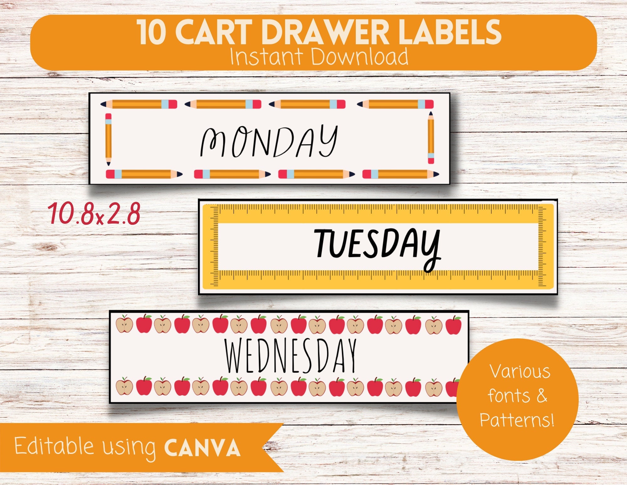 EDITABLE 10 Drawer Rolling Cart Labels, Teacher Rolling Cart, Trolley ...