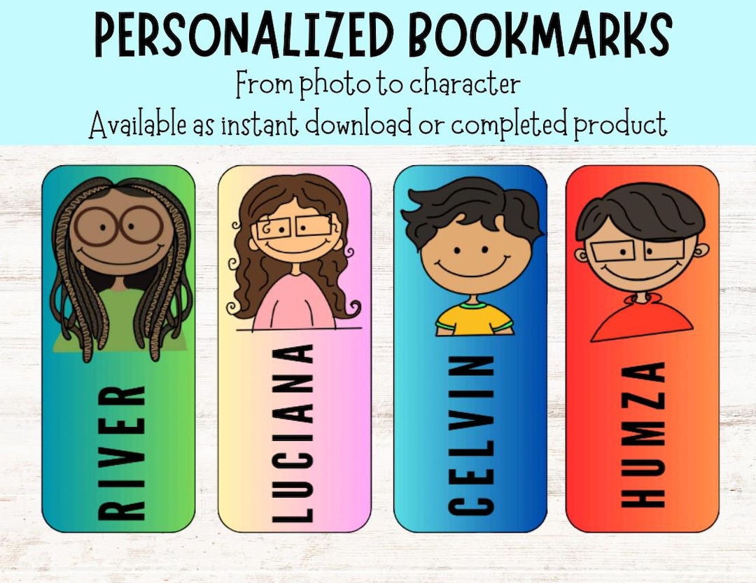 Personalized Bookmarks With Characters, Personal Student Gifts, Custom ...