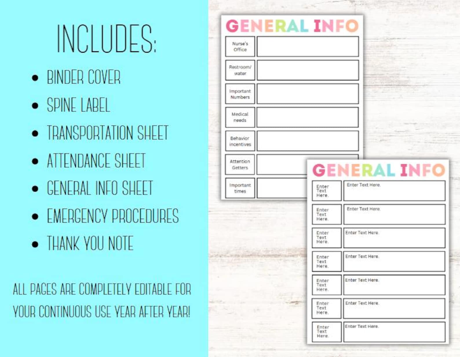 Substitute Binder Template, Emergency Sub Plans, Elementary Substitute ...