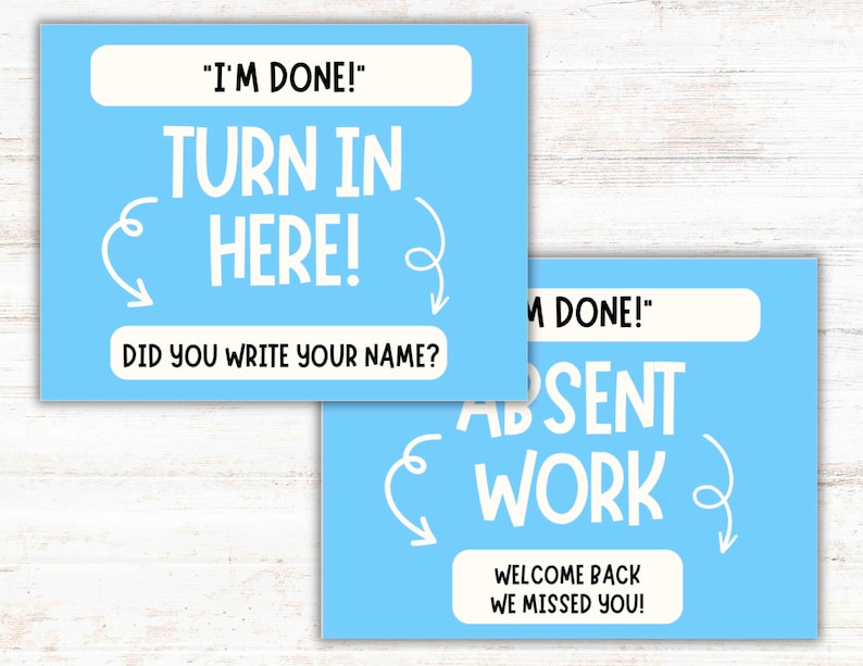 EDITABLE Classroom Turn in Basket Label, Absent Work Label, Turn in ...