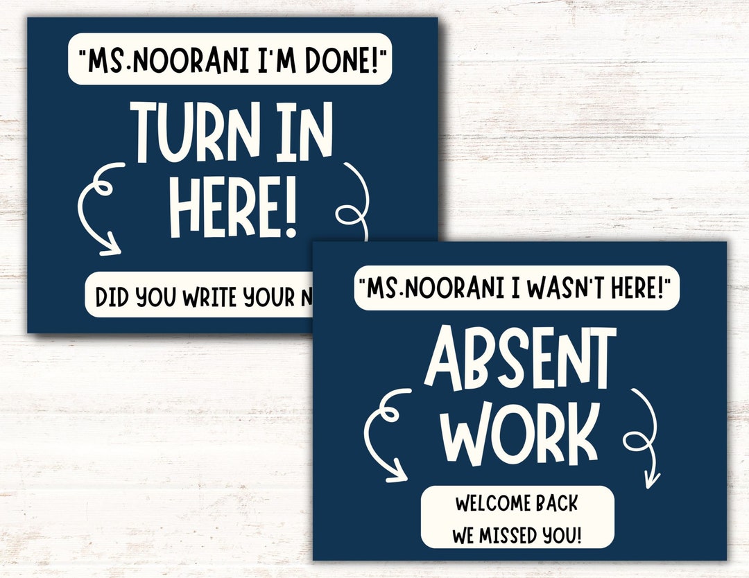 EDITABLE Classroom Turn in Basket Label, Absent Work Label, Turn in ...