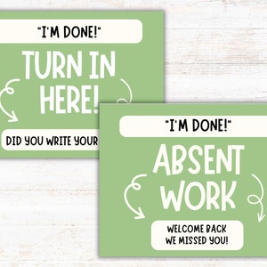 EDITABLE Classroom Turn in Basket Label, Absent Work Label, Turn in ...
