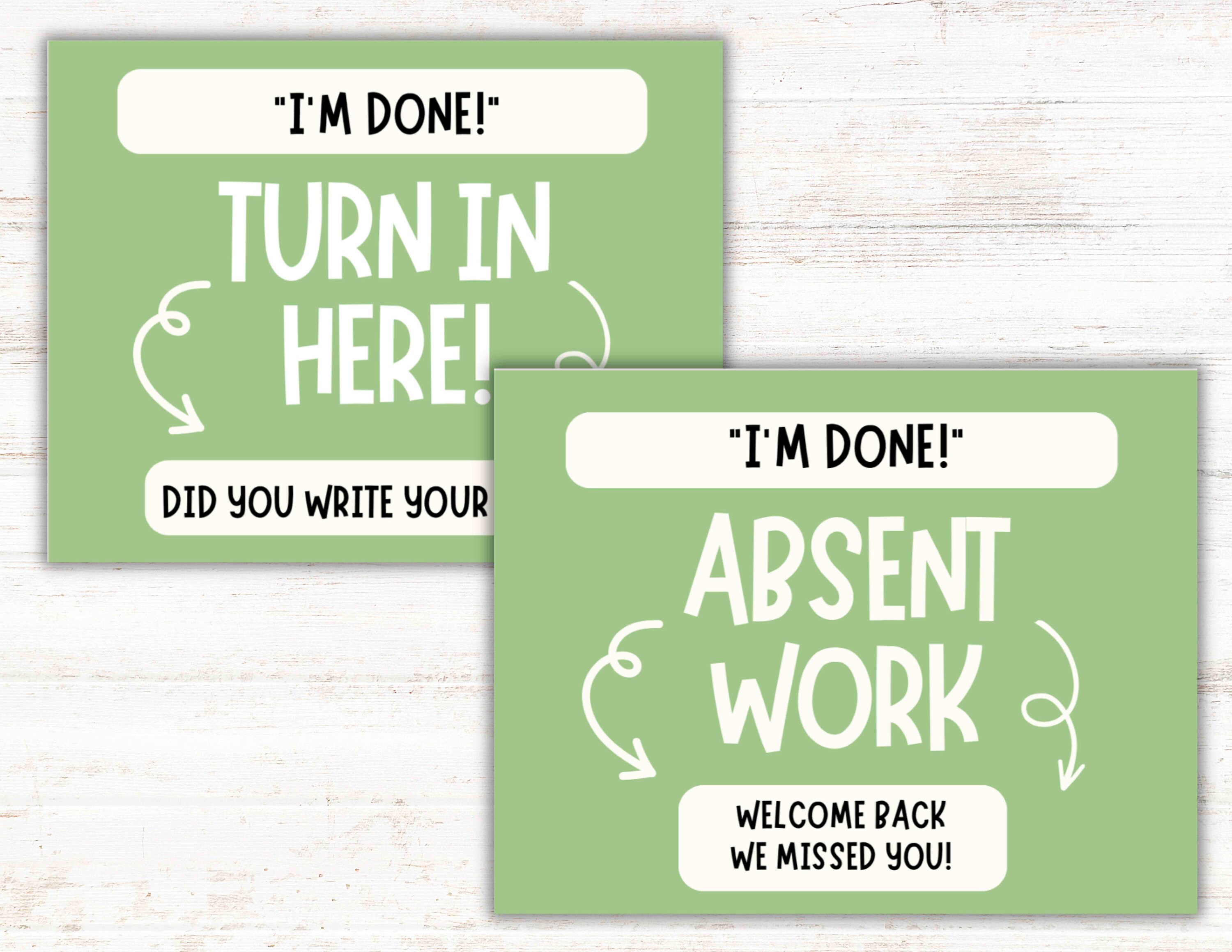 EDITABLE Classroom Turn in Basket Label, Absent Work Label, Turn in ...