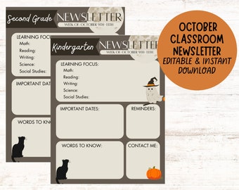 October PTO/PTA Newsletter EDITABLE Template for School. Parent Teacher ...