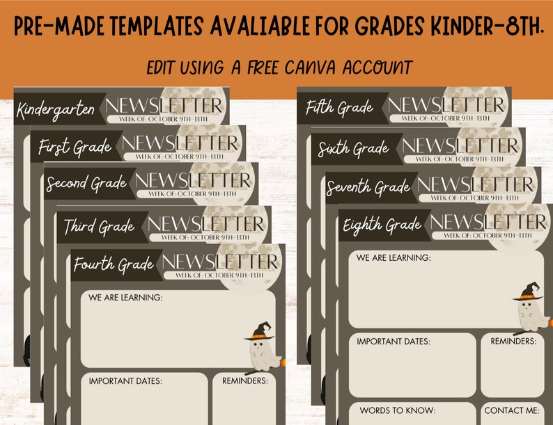 October Classroom Newsletter Template EDITABLE - Etsy