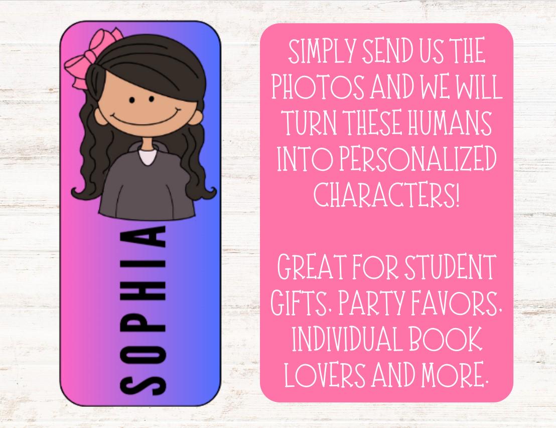 Personalized Bookmarks With Characters, Personal Student Gifts, Custom ...