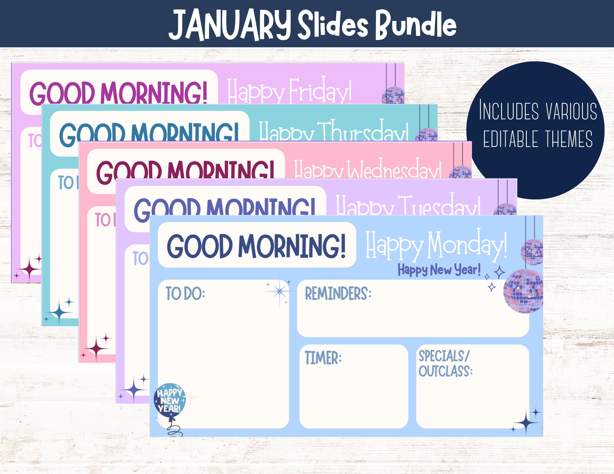 EDITABLE January Classroom Slides, Powerpoint, New Year Slides ...