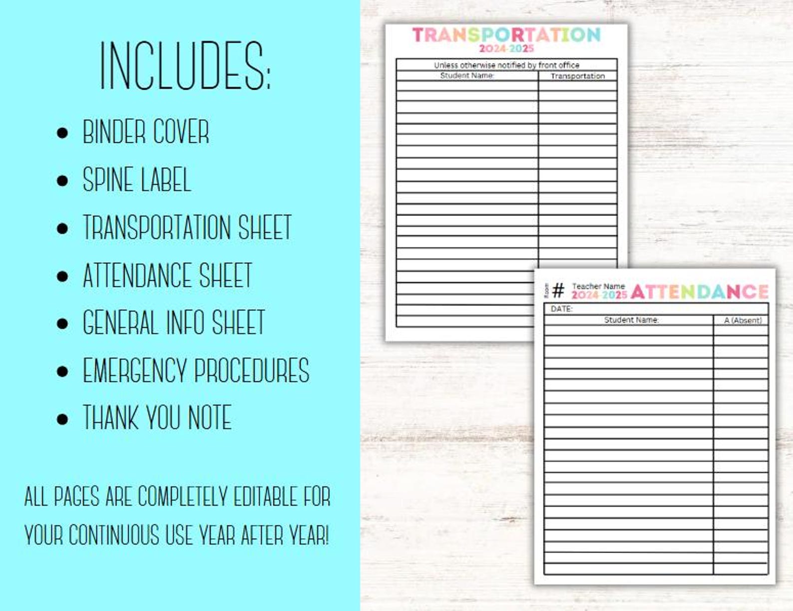 Substitute Binder Template, Emergency Sub Plans, Elementary Substitute ...