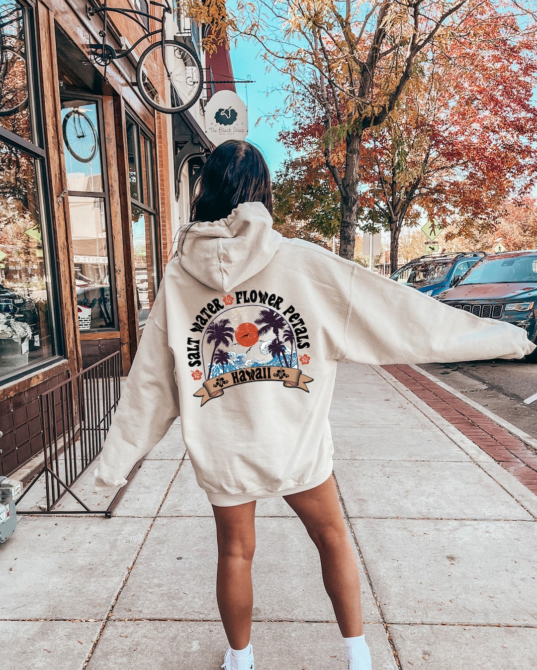 Trendy Surf Hoodie, Aesthetic Hawaii Sweatshirt, Women's Siesta Beach ...