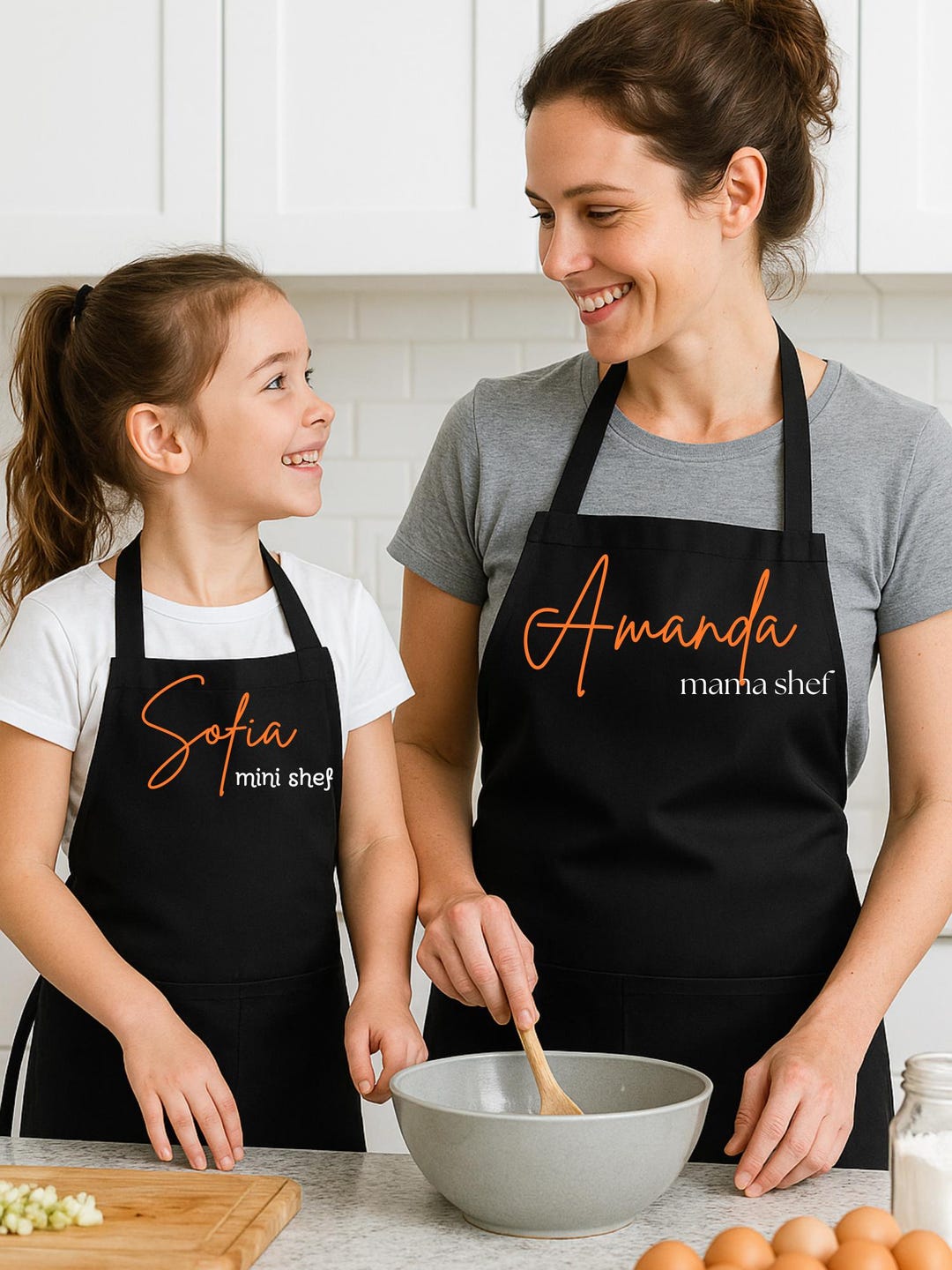 Custom Mommy and Me Aprons, Personalized Matching Apron Set, Mama Chef ...