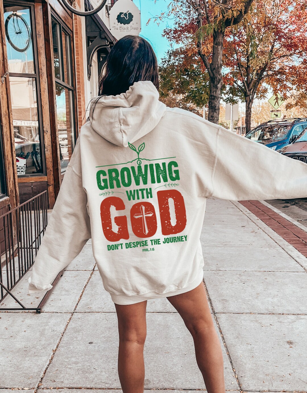 Growing With God Hoodie, Aesthetic Christian Apparel T-shirt for ...