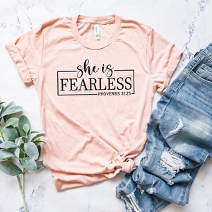She is Fearless Shirt, Christian Sweatshirt, Bible Verse Shirt ...