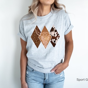 Boho Bull Skull Shirt, Women's Country Shirt, Farmer Sweatshirt, Cowboy ...