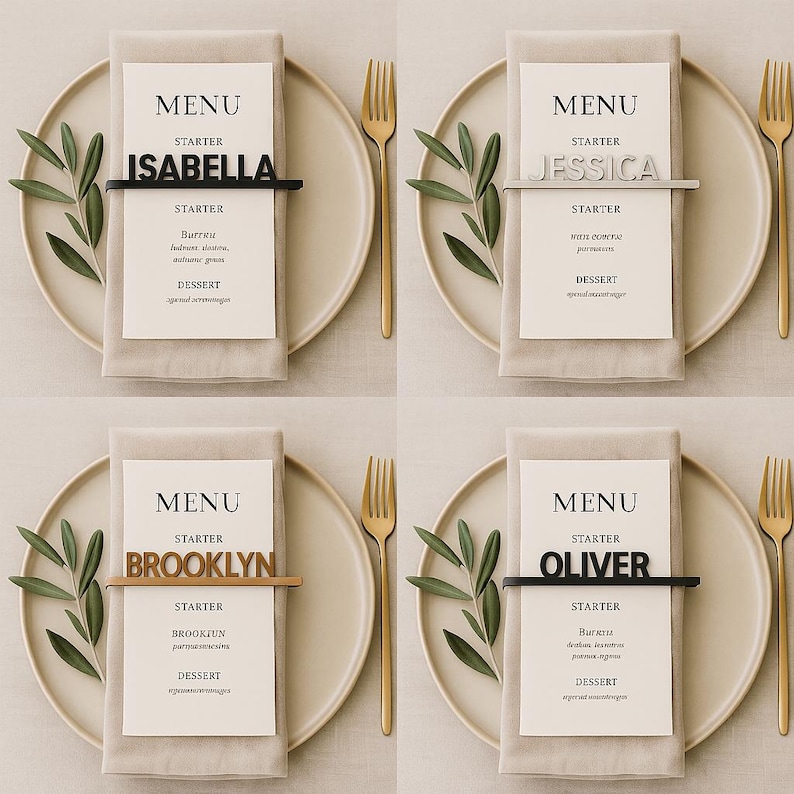Custom Wood Napkin Name Tag, Wedding Napkin Name Tags, Personalized ...