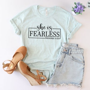 She is Fearless Shirt, Christian Sweatshirt, Bible Verse Shirt ...