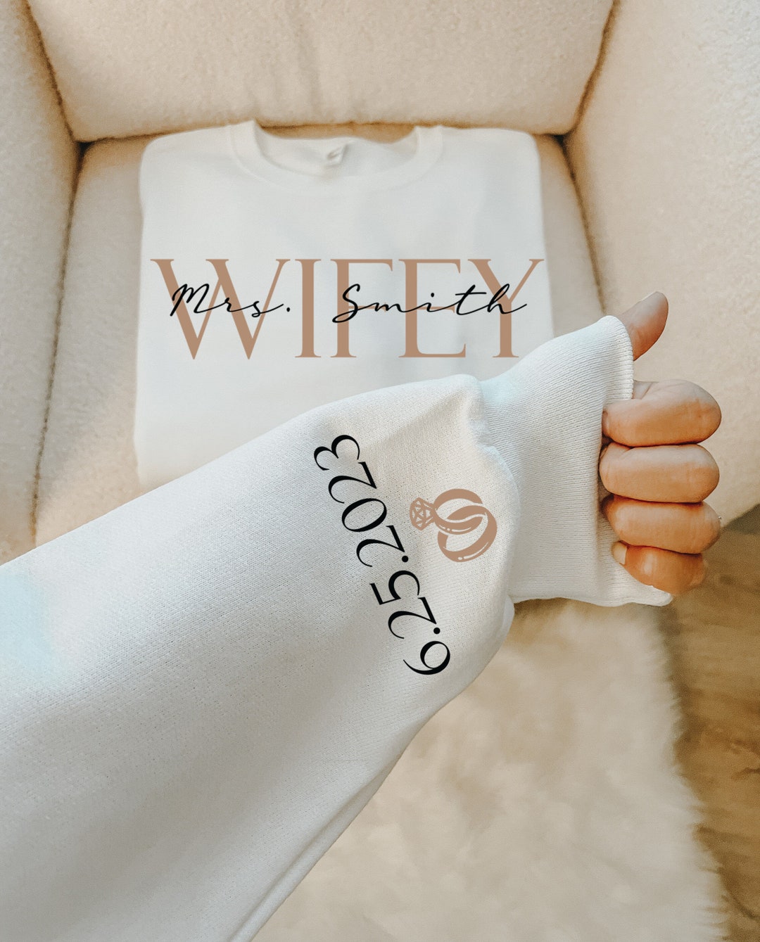 Custom Wifey Sweatshirt With Anniversary Date, Custom Mrs Shirt With ...