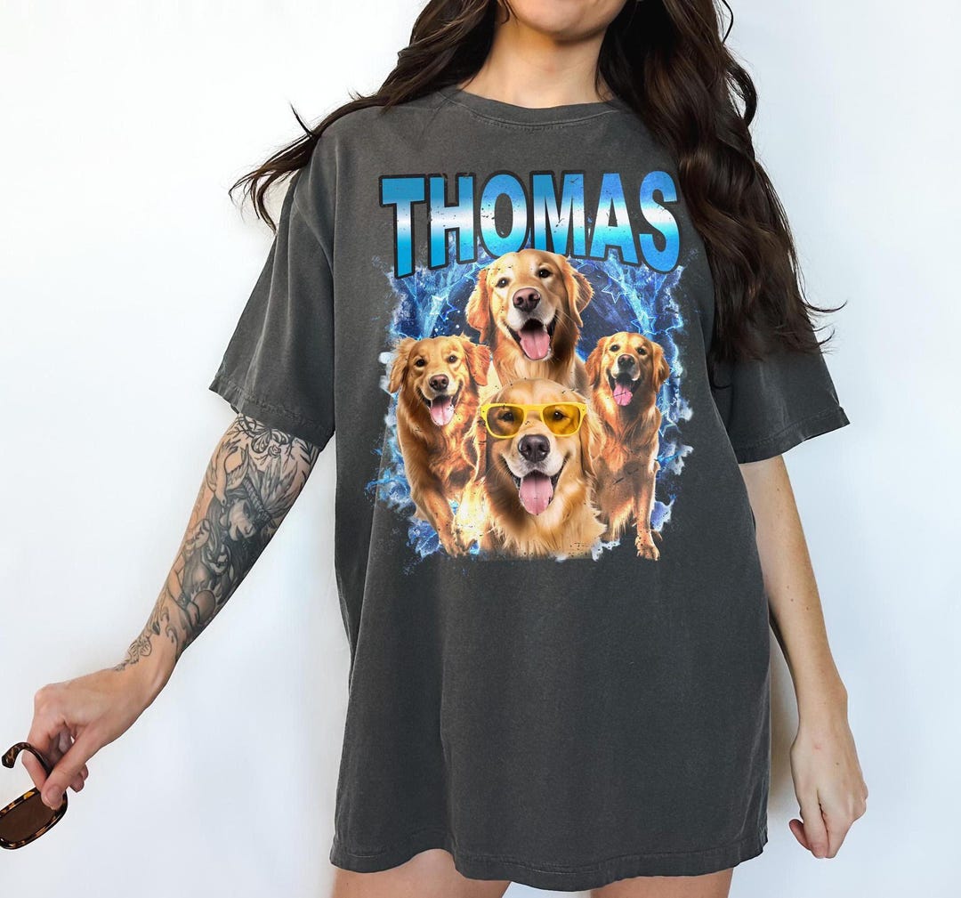 Custom Comfort Colors Bootleg Dog Shirt Pet Photo and Name Custom Dog ...