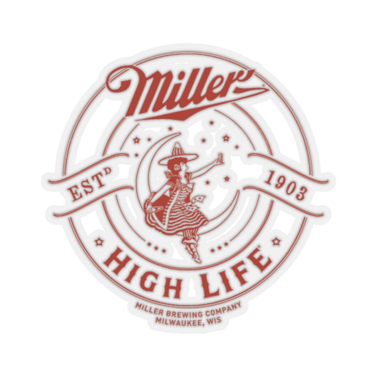 Miller High Life Sticker Minimalist Die Cut Camping Stickers for Water ...