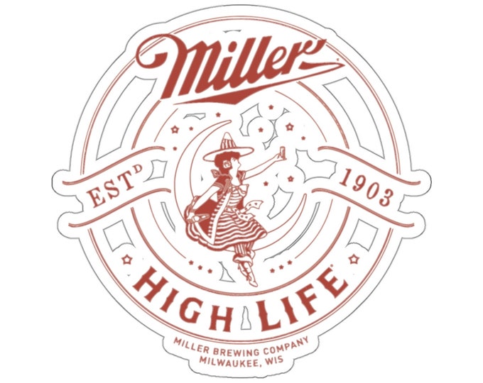 4.25 Miller High Life Girl in the Moon Vinyl Sticker. Champagne of ...