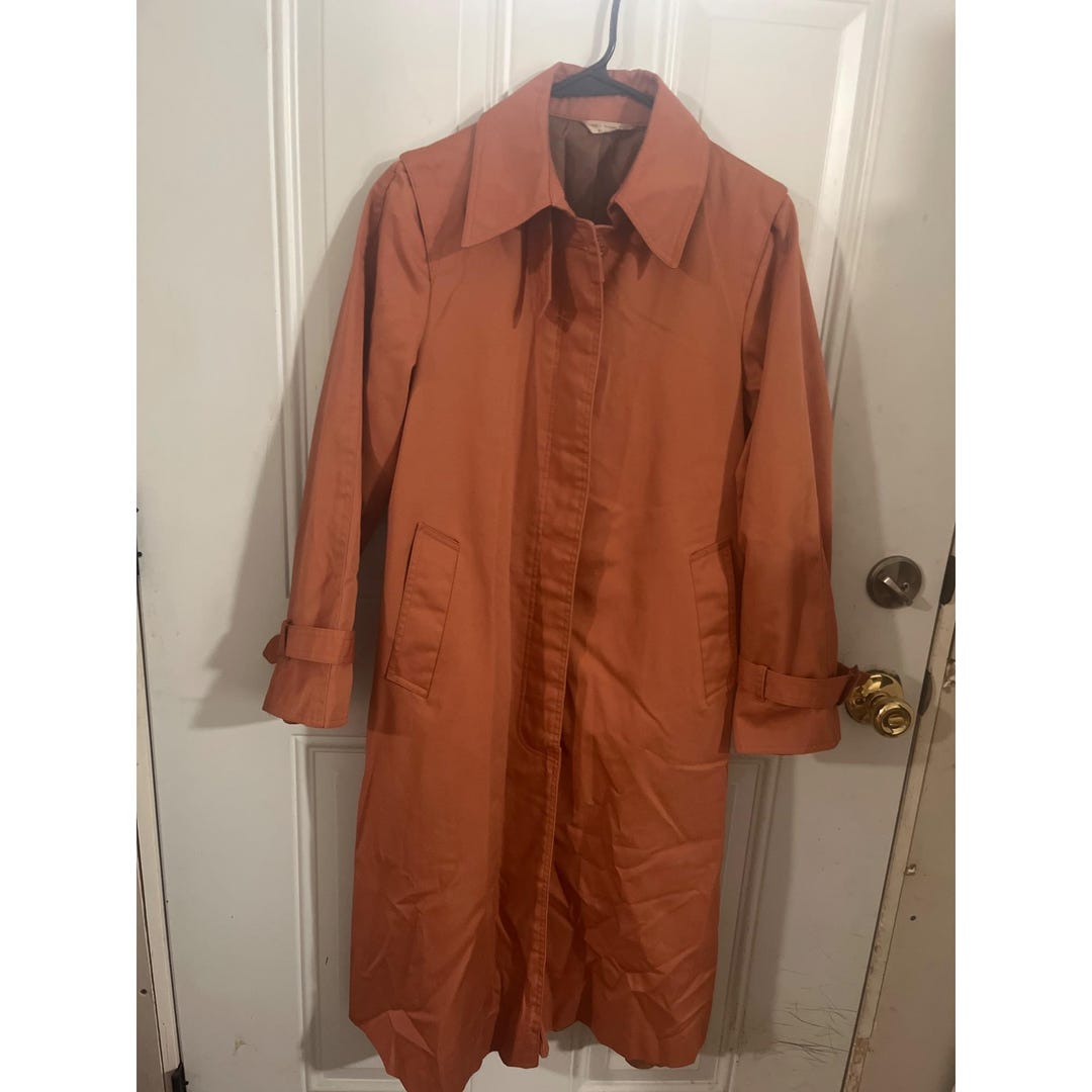 Vintage Made in Taiwan Burnt Orange Button Front Collared Rain Coat ...
