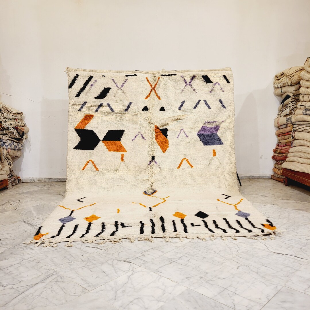 Moroccan Berber Wool Rug, Handmade Beni Ourain Style 7x10 Ft Berber ...