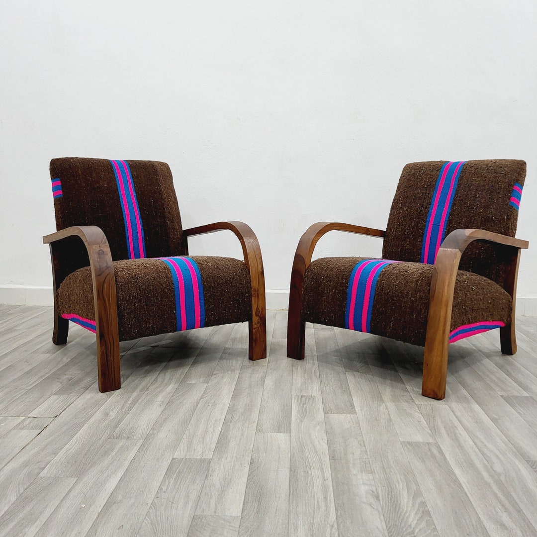 Unique Set of 2 Mid Century Armchair Retro Lounge Chair Relax Vintage ...