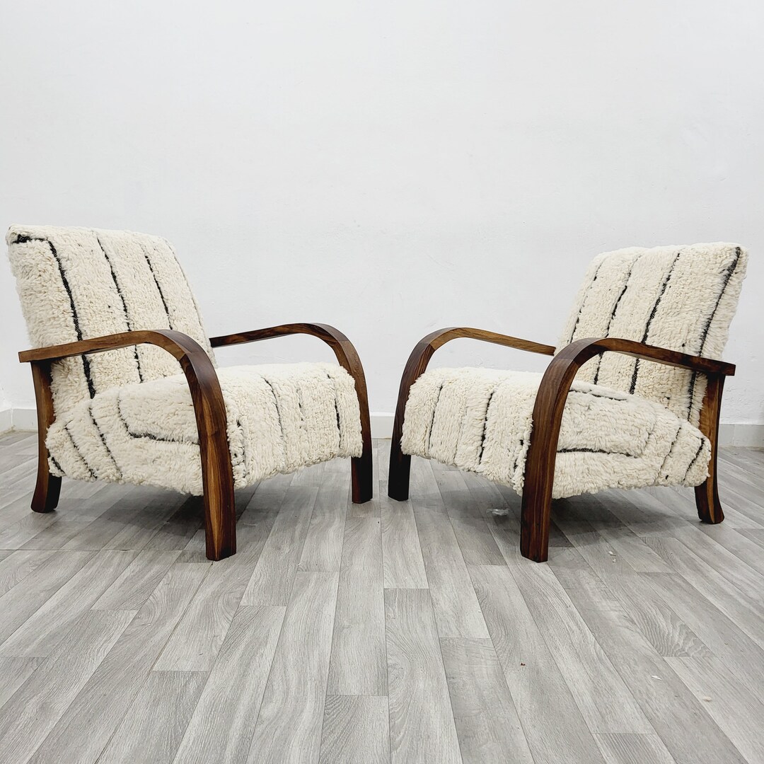 Set of 2 Mid Century Armchair Retro Lounge Chair Modern Chair Relax ...