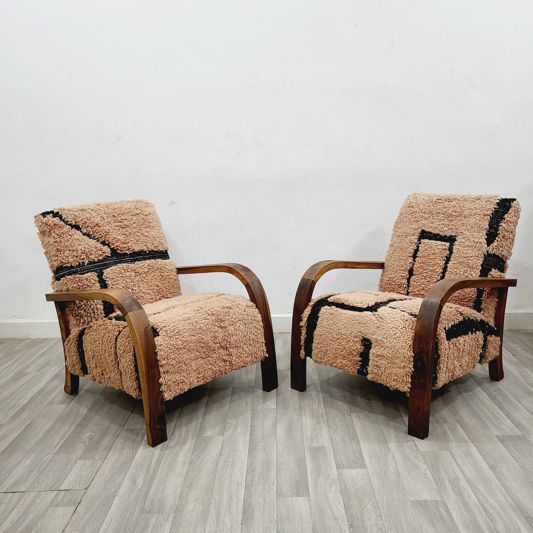Set of 2 Mid Century Armchair Retro Lounge Chair Modern Chair Relax ...