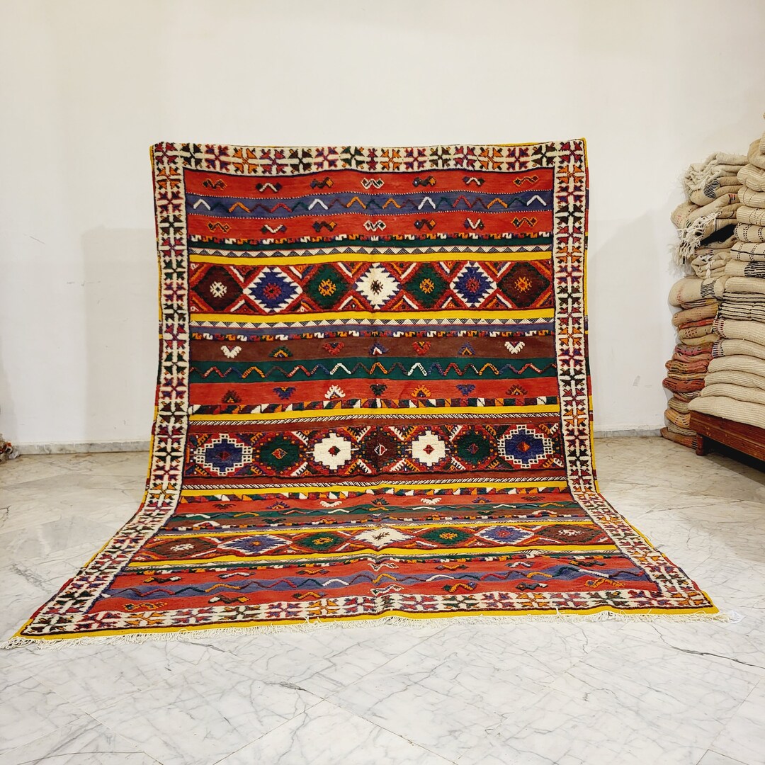 Traditional Moroccan Carpet, Intricate Geometric Patterns , Rich ...