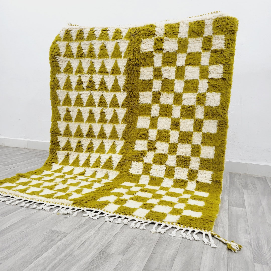 Contemporary Beni Mrirt Rug Green Moroccan Rug Rug for Bedroom Colorful ...