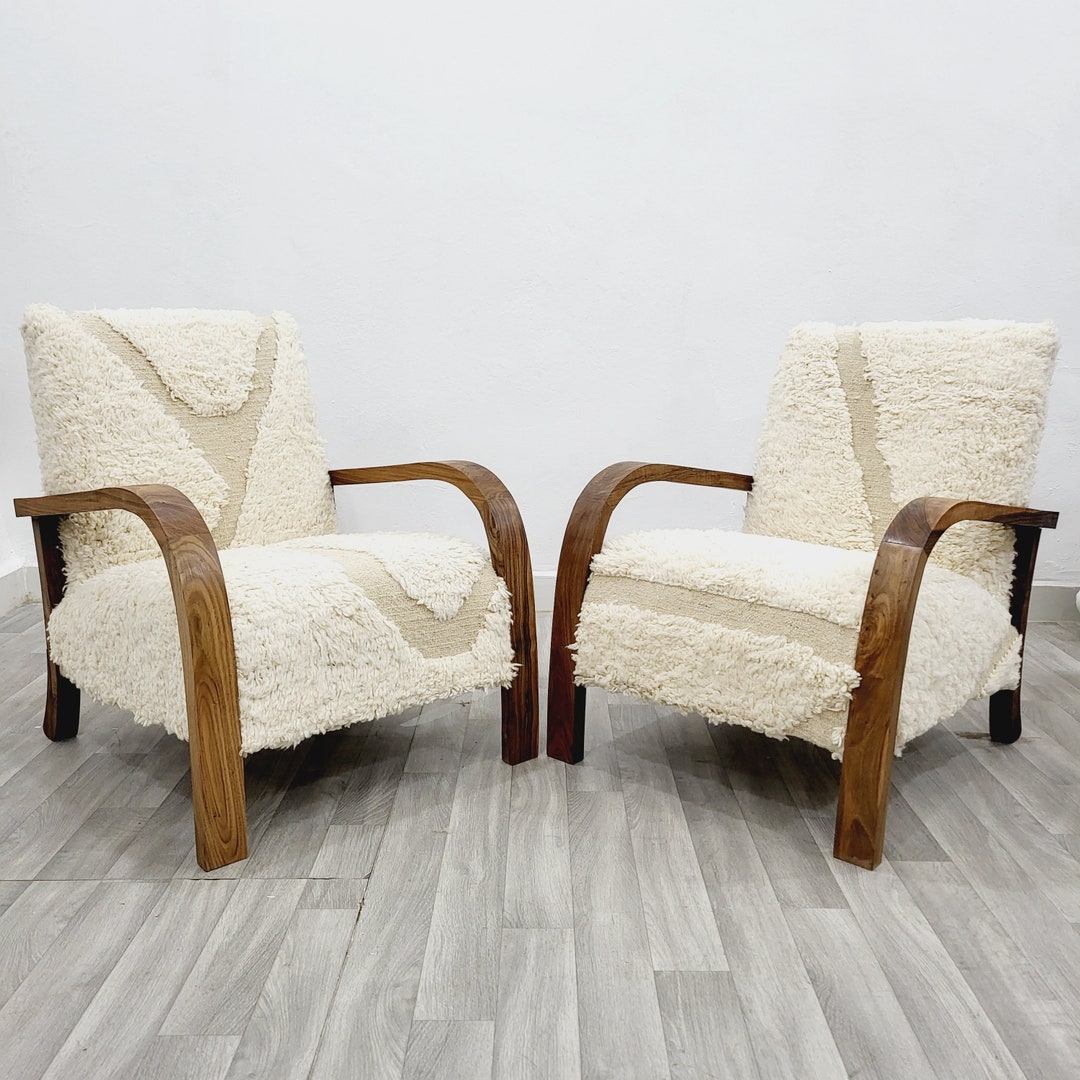 Set of 2 Mid Century Armchair Retro Lounge Chair Modern Chair Relax ...