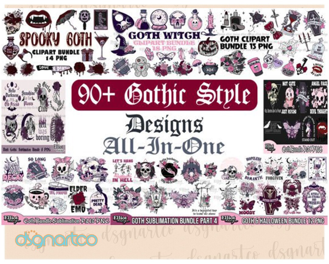 90 Gothic Style Designs Bundle, Digital Download, Svg Bundle, Png ...