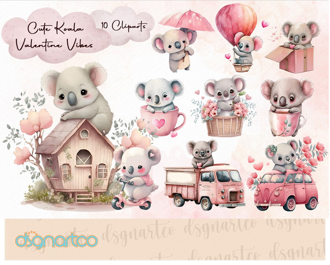 Cute Valentine Koala Clipart, Svg Bundle, Gift for Her - Etsy