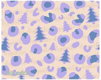 Leopard Print Christmas Tree Png Pattern, Christmas Seamless Pattern ...