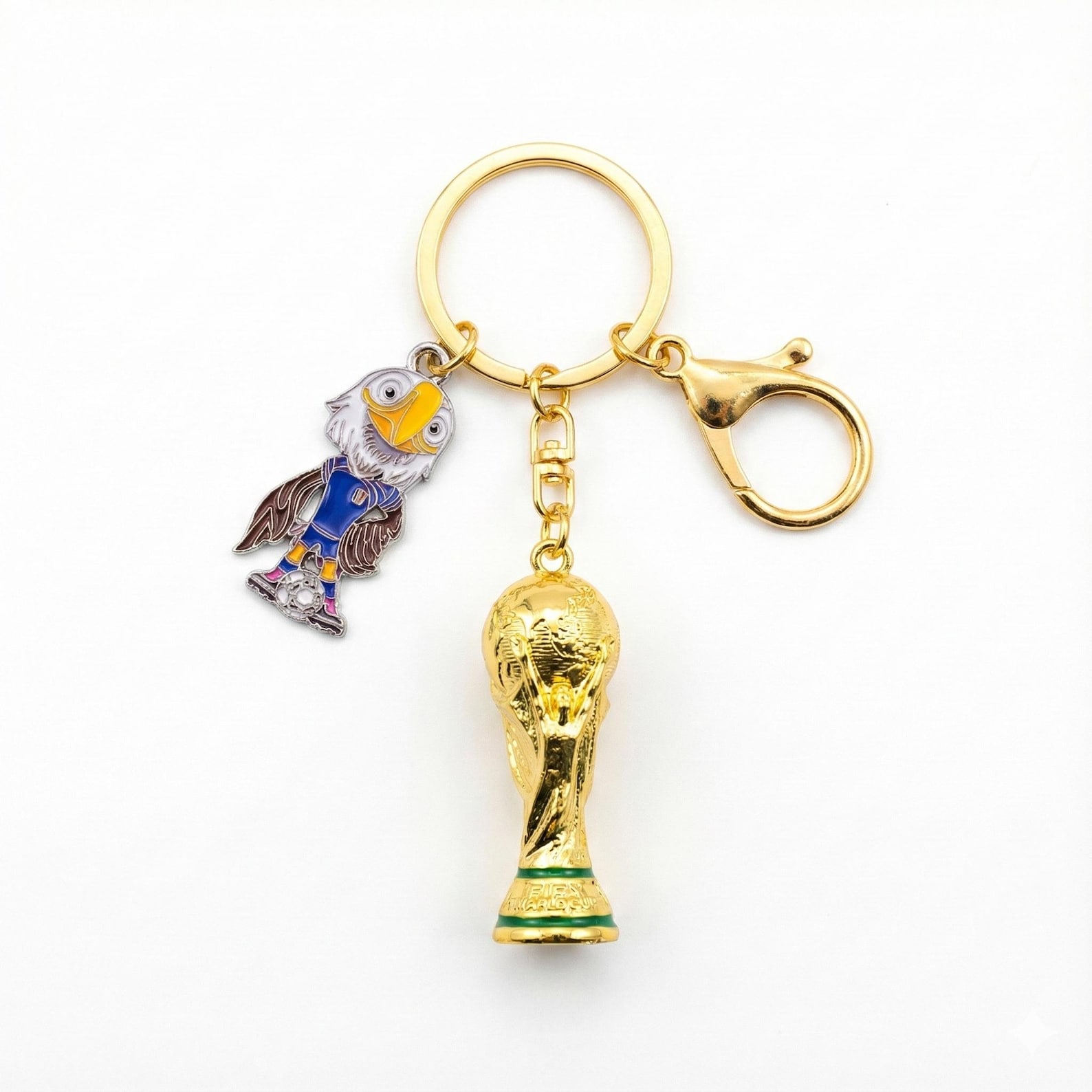 2026 World Cup Mascot Metal Keychain Sets With Trophy USA Clutch Bald ...