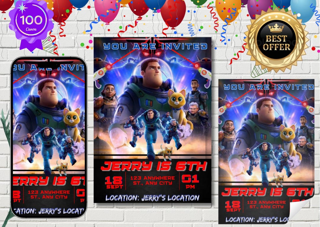 Buzz Lightyear Birthday Invitation | Birthday Party Invite Printable ...