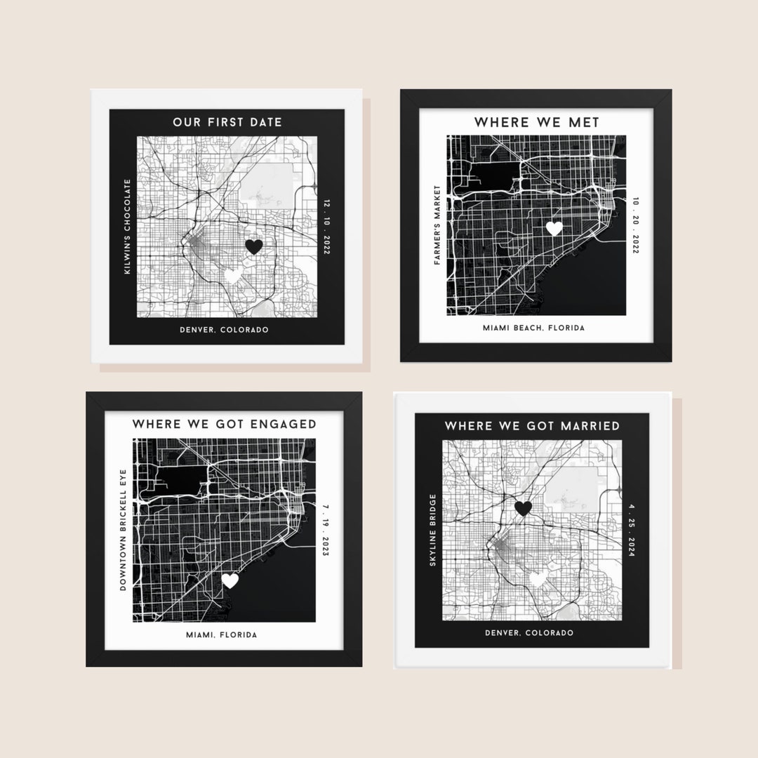 Met Engaged Married Personalized Map Sentimental - Etsy