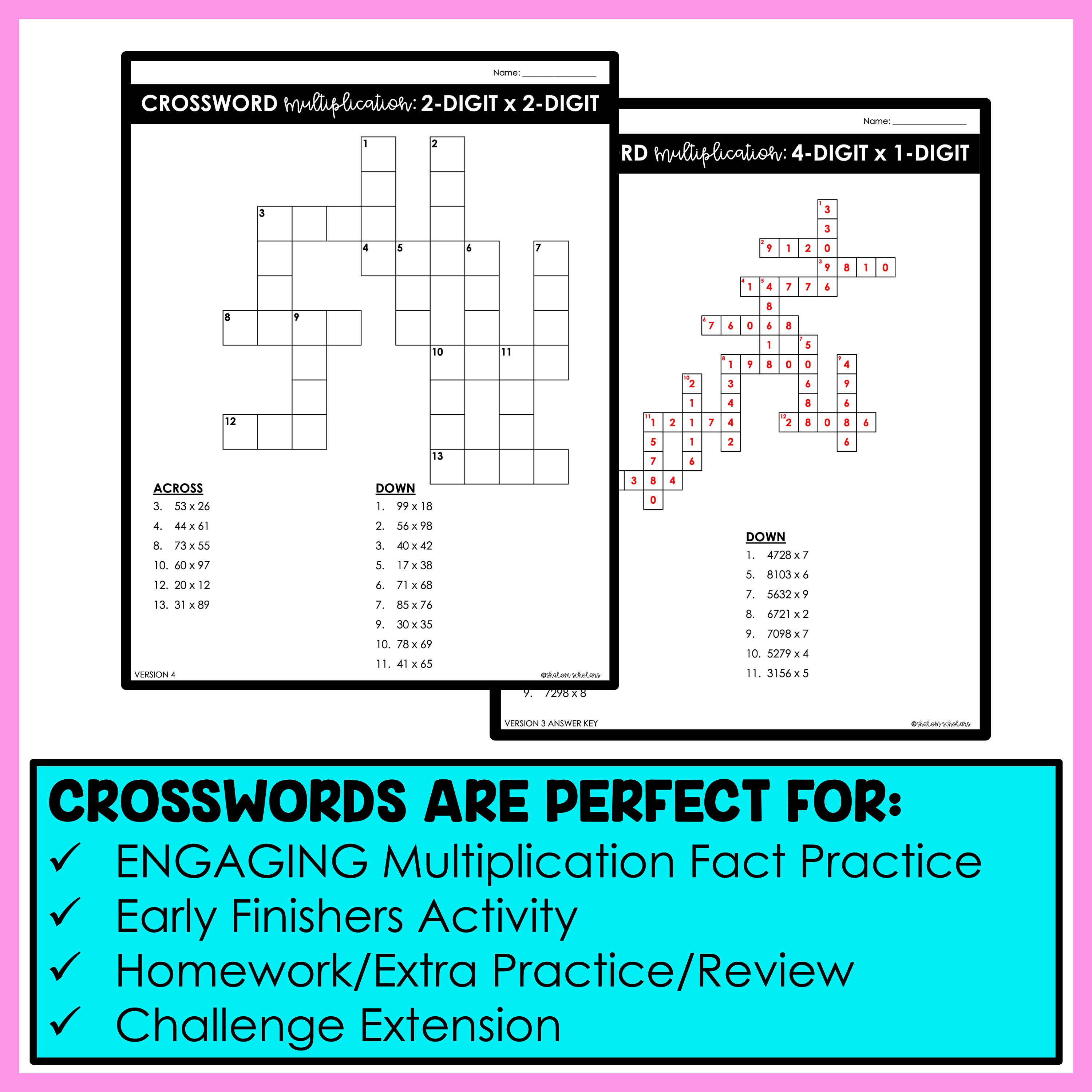 Multidigit Multiplication Standard Algorithm Practice Review Worksheets ...