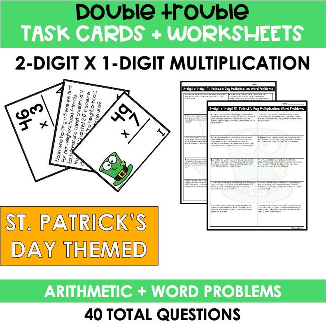 2-digit by 1-digit Multiplication Tasks Cards + Worksheets - ST ...